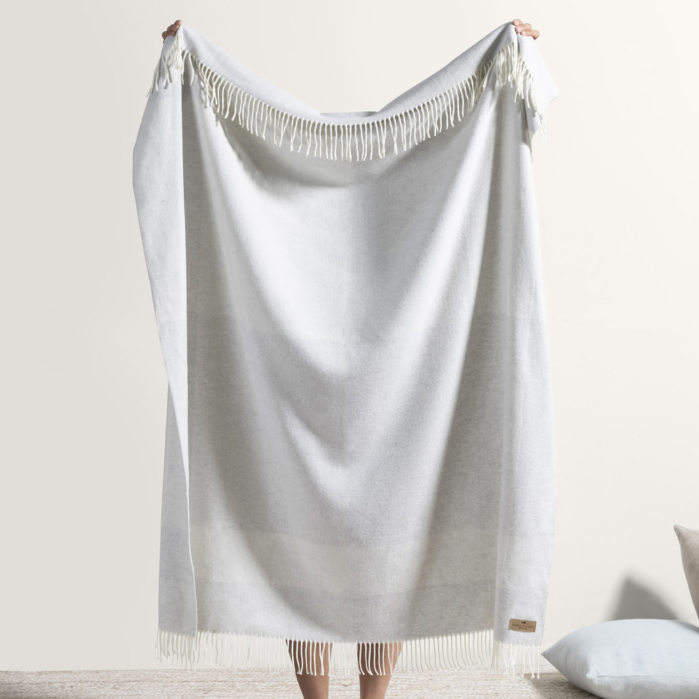 Silver Hampton Plaid Herringbone Throw | Hampton Plaid Herringbone