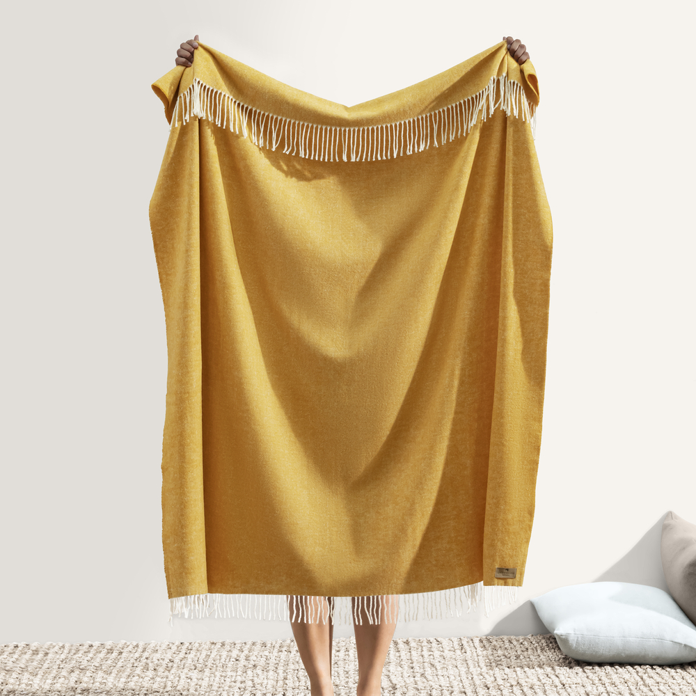 Ochre Italian Herringbone Throw | Italian Herringbone
