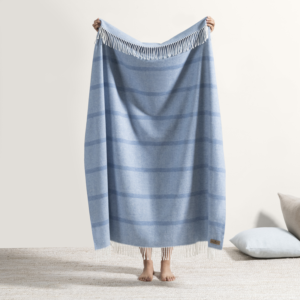 Denim Montauk Stripe Herringbone Throw | Montauk Stripe Herringbone
