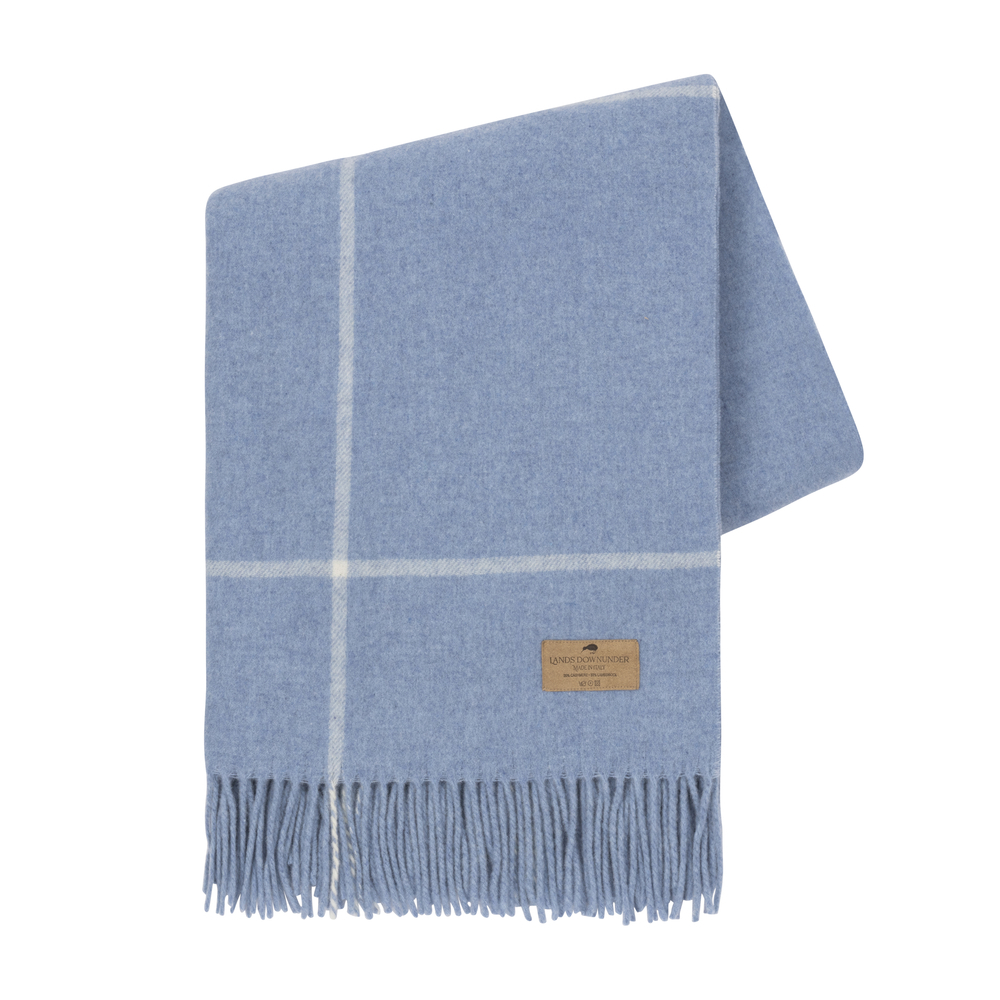 Sky Blue Windowpane Cashmere Throw | Windowpane Cashmere
