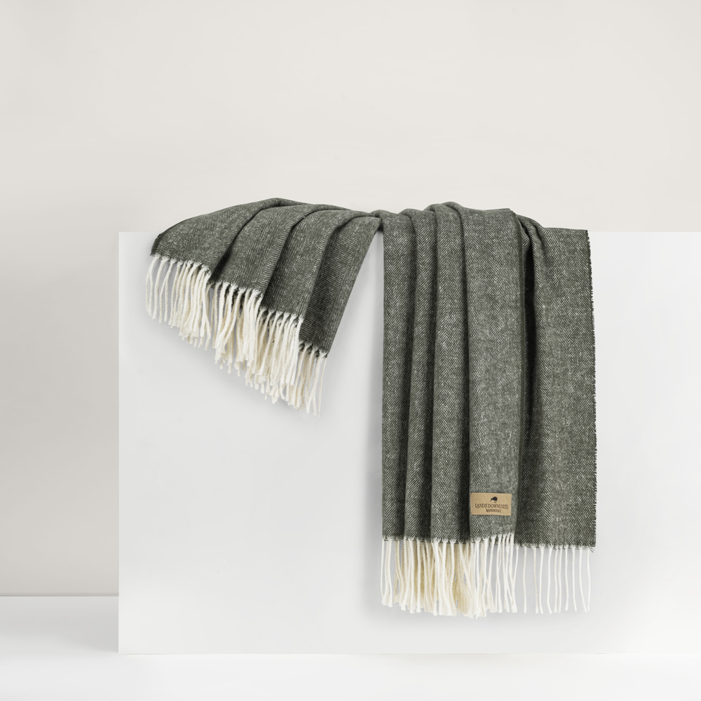 Moss Italian Herringbone Throw | Italian Herringbone