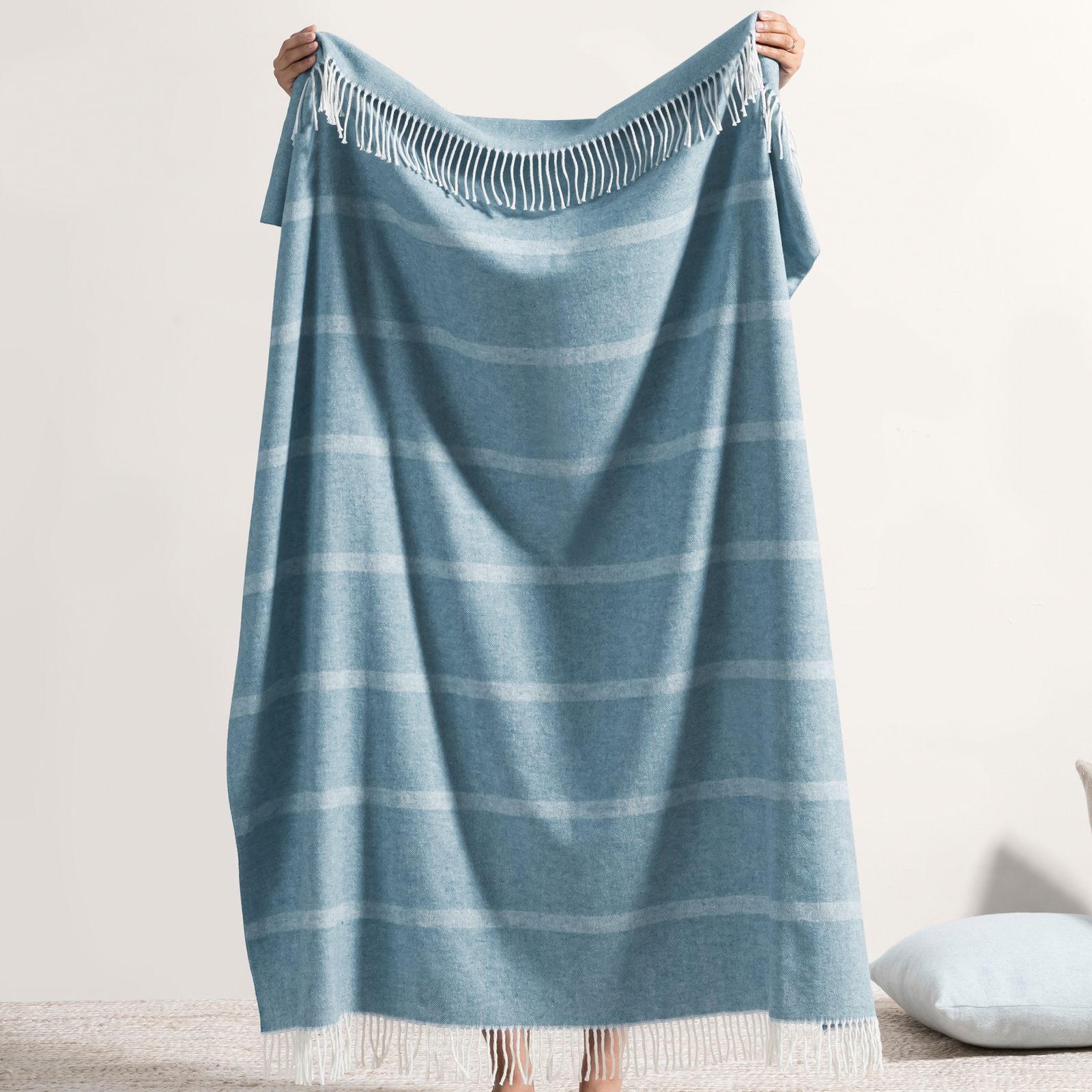 Lake Montauk Stripe Herringbone Throw | Montauk Stripe Herringbone