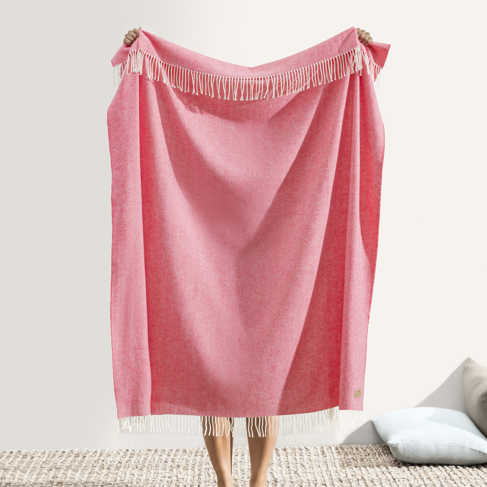 Coral Italian Herringbone Throw | Italian Herringbone