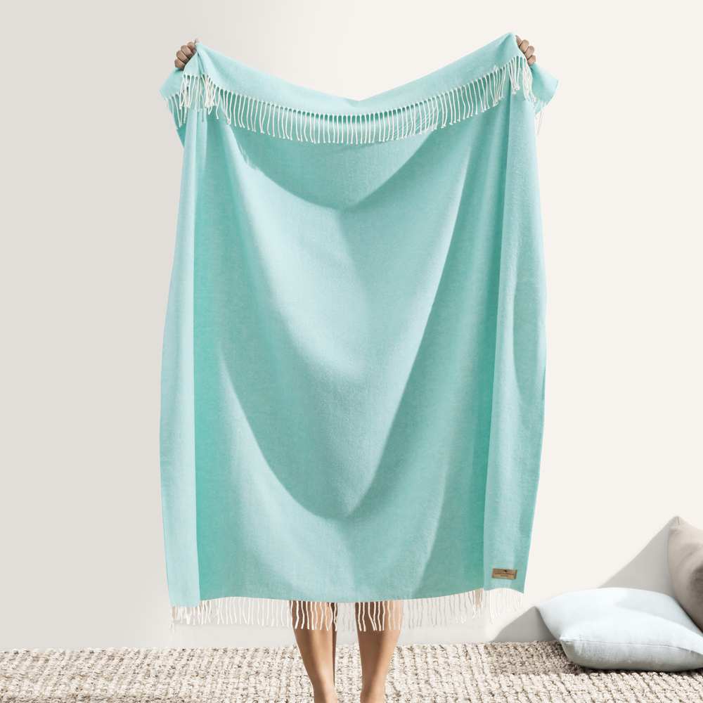 Aqua Italian Herringbone Throw | Italian Herringbone