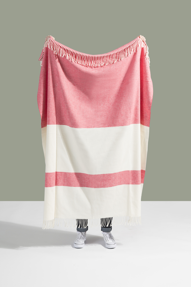 Coral Sydney Herringbone Stripe Throw | Sydney Herringbone Stripe