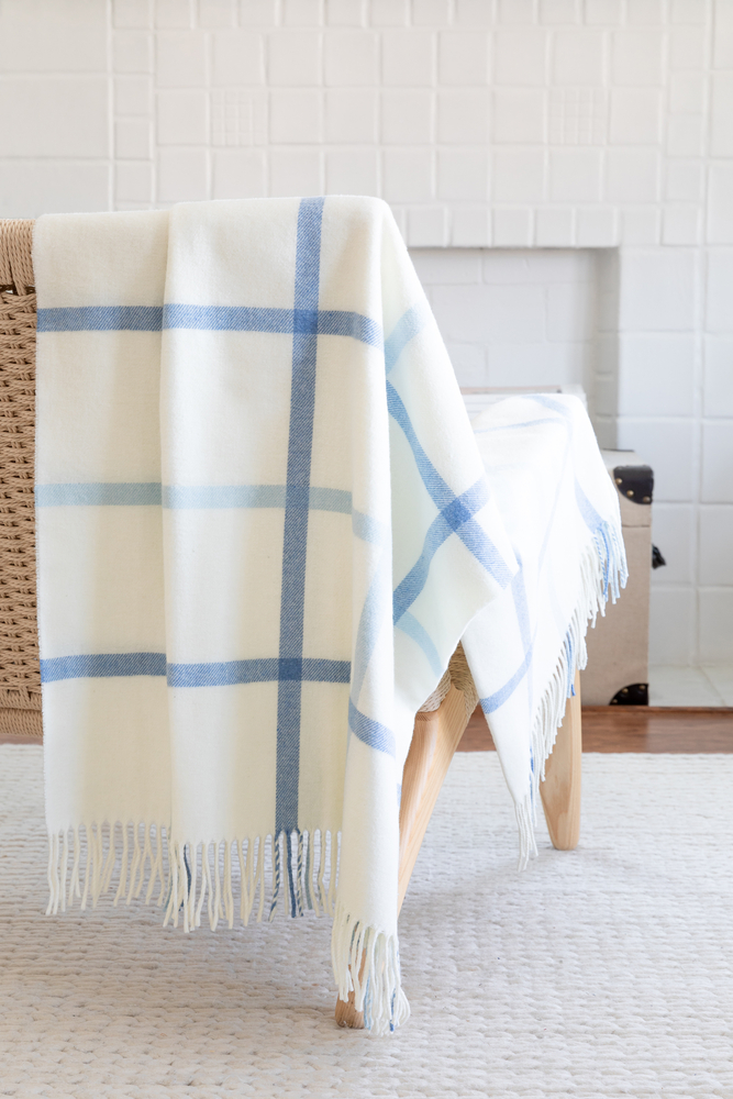 Blue Denim/Baby Blue Tattersall Plaid Throw | Tattersall Plaid
