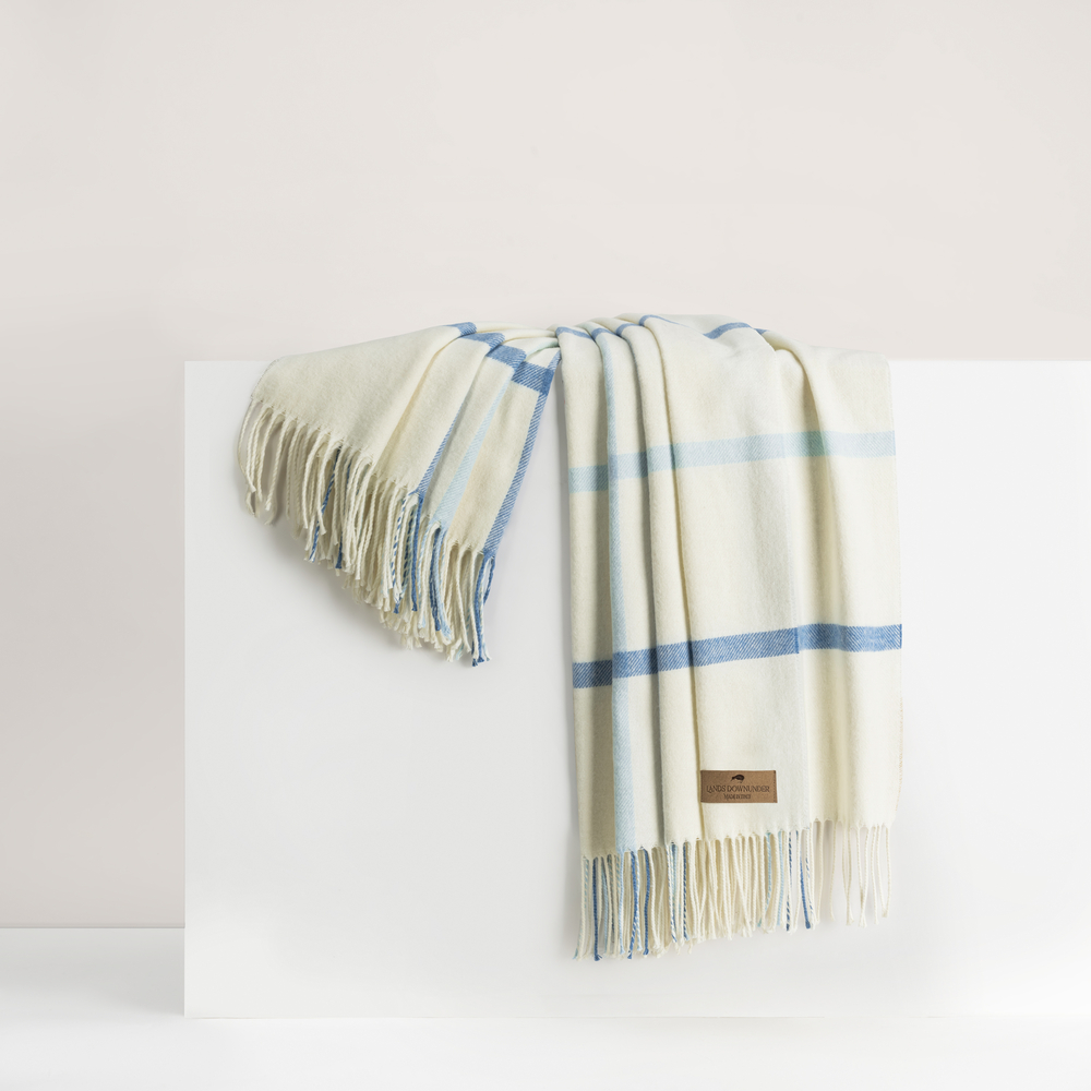 Blue Denim/Baby Blue Tattersall Plaid Throw | Tattersall Plaid