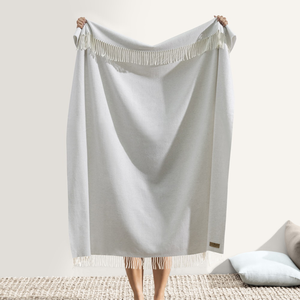 Silver Italian Herringbone Throw | Italian Herringbone