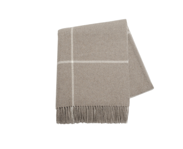 Taupe Windowpane Cashmere Throw | Windowpane Cashmere