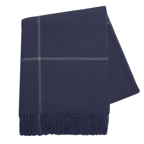 Navy Windowpane Cashmere Throw | Windowpane Cashmere
