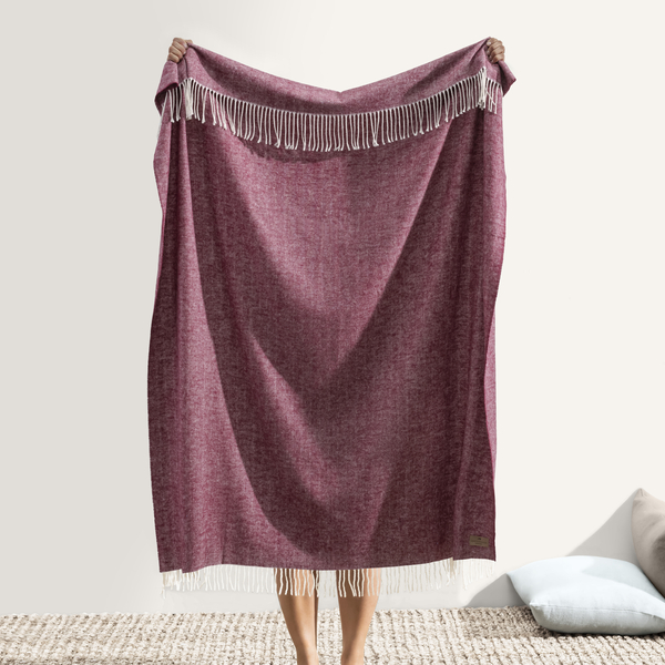 Deep Merlot Italian Herringbone Throw | Italian Herringbone