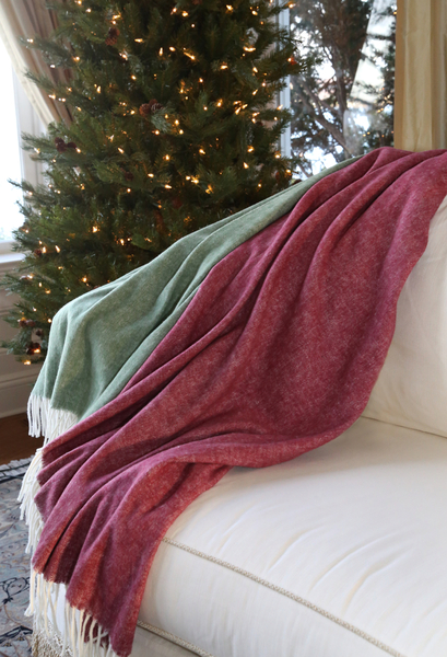 Deep Merlot Italian Herringbone Throw | Herringbone