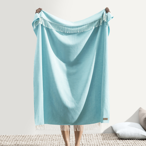 Turquoise Italian Herringbone Throw | Italian Herringbone