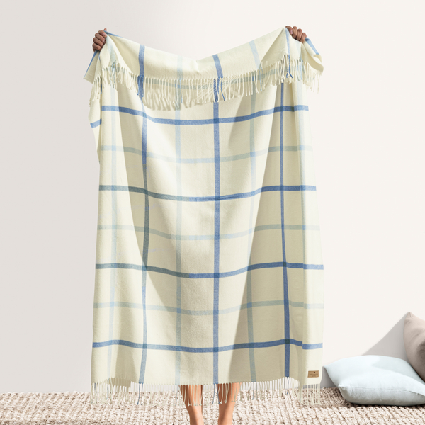 Blue Denim/Baby Blue Tattersall Plaid Throw | Tattersall Plaid